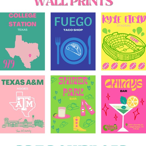 Texas A&M/TAMU Preppy Posters/college Station Digital Art 11 - Etsy