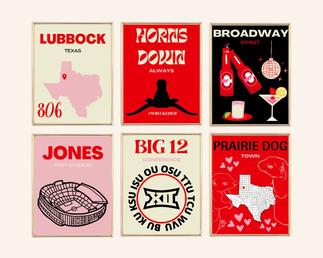 Lubbock, TX Texas Tech Themed Wall Art Prints - Etsy