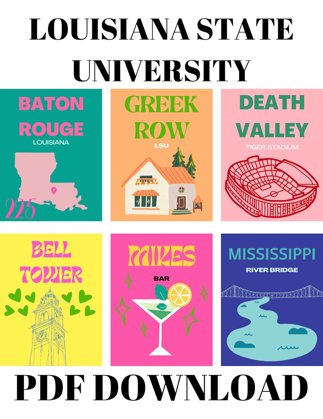 Baton Rouge LSU Wall Art Print - Etsy