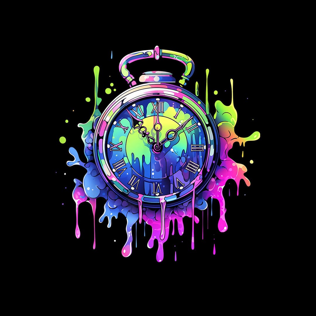 Colorful Clock PNG Digital - Etsy