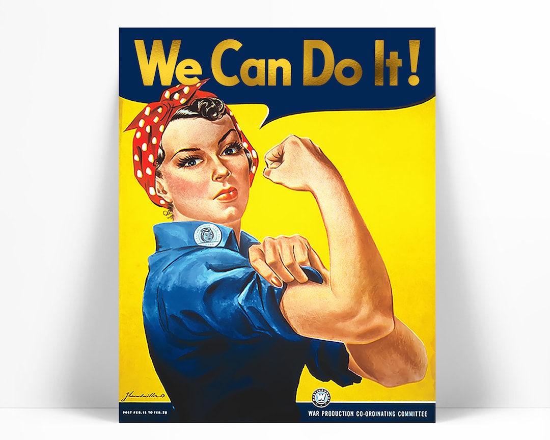 We Can Do It - Real Gold Foil Print - Rosie the Riveter - Vintage ...