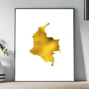 Colombia Map Gold Foil Art Print - Colombia Poster Art - Gold Foil Map ...