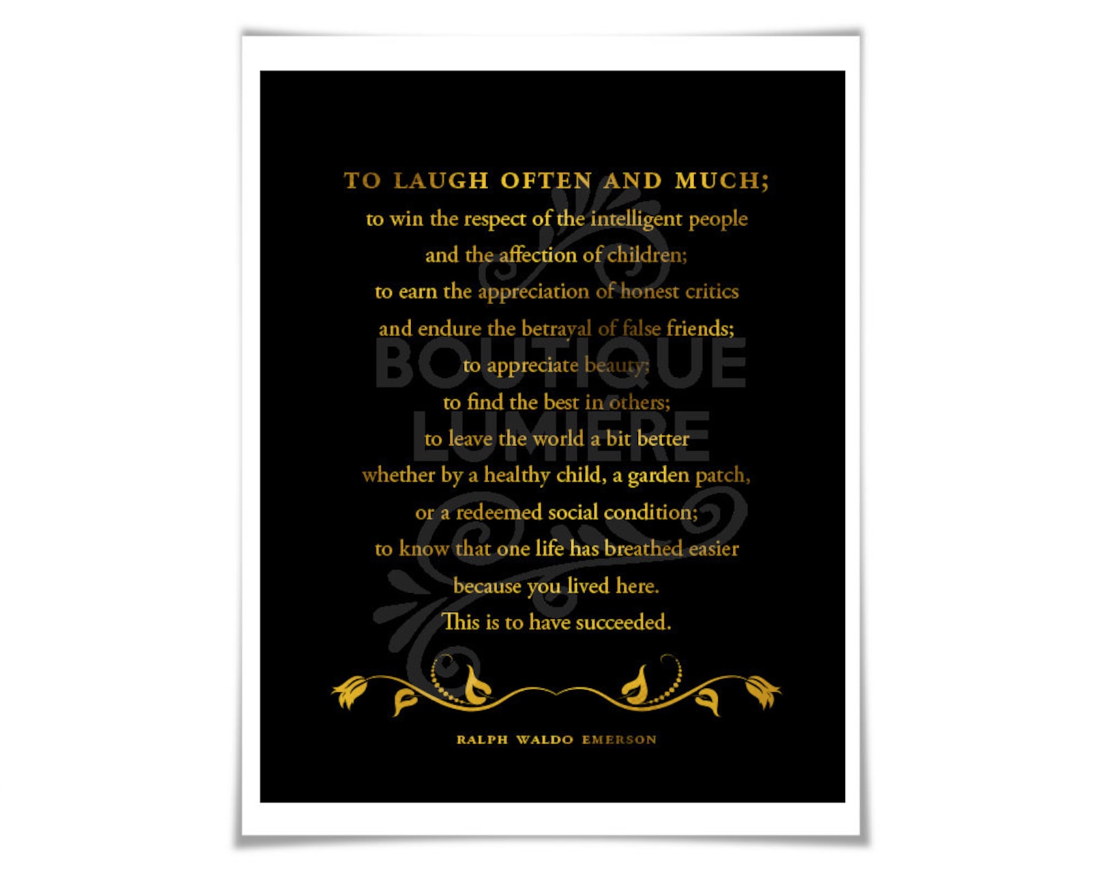 Ralph Waldo Emerson Quote Gold Foil Art Print to Laugh Often | Etsy