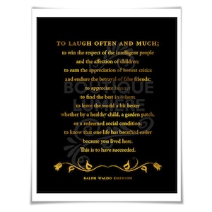 Ralph Waldo Emerson Quote Gold Foil Art Print to Laugh Often - Etsy