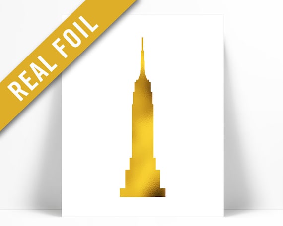 Empire State Building Gold Foil Print Real Foil Art New | Etsy