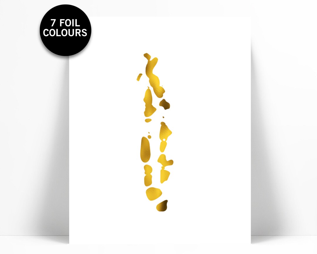 Maldives Map Real Gold Foil Print Maldives Art Print - Etsy