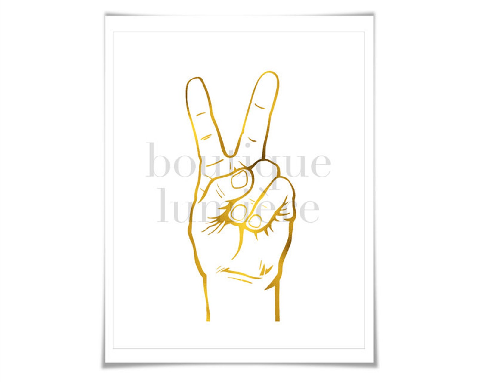 Peace Hand Sign Gold Foil Art Print Peace Symbol Poster - Etsy