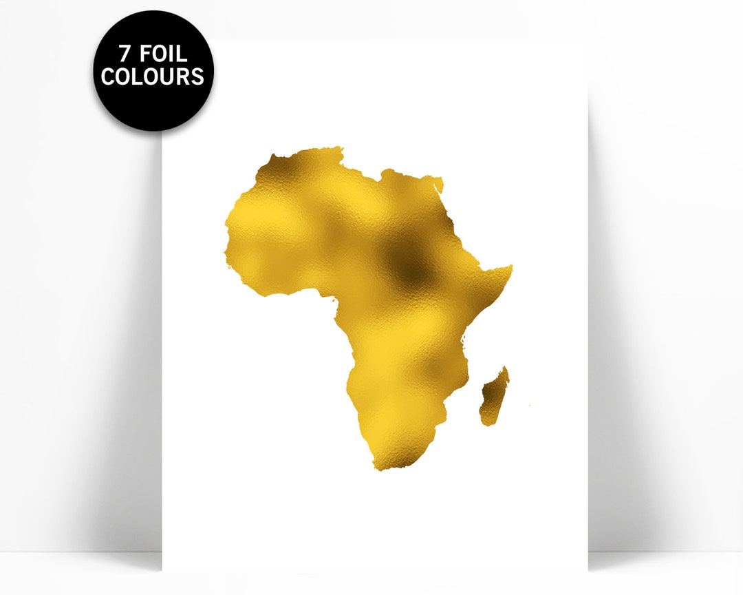 Africa Map - Gold Foil Print - Gold Africa Print - Gold Foil Map ...