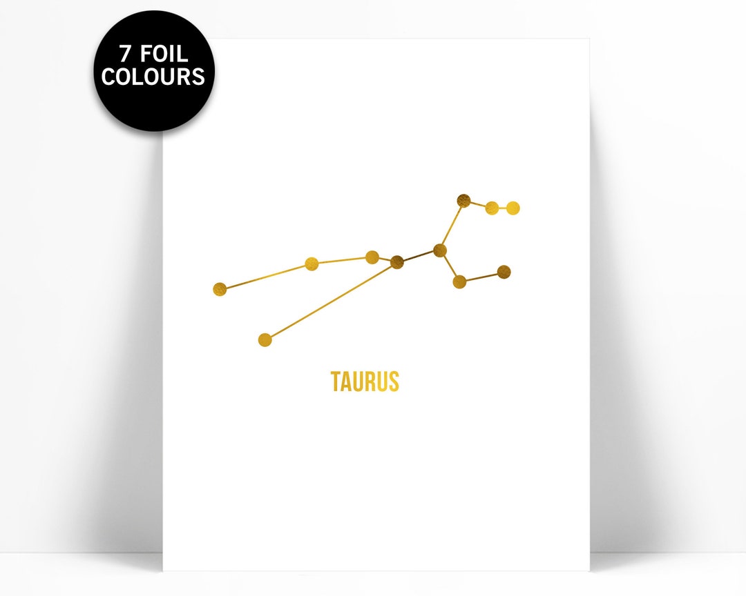 Taurus Art Print - Gold Foil Print - Astrology Poster - Zodiac Stars ...