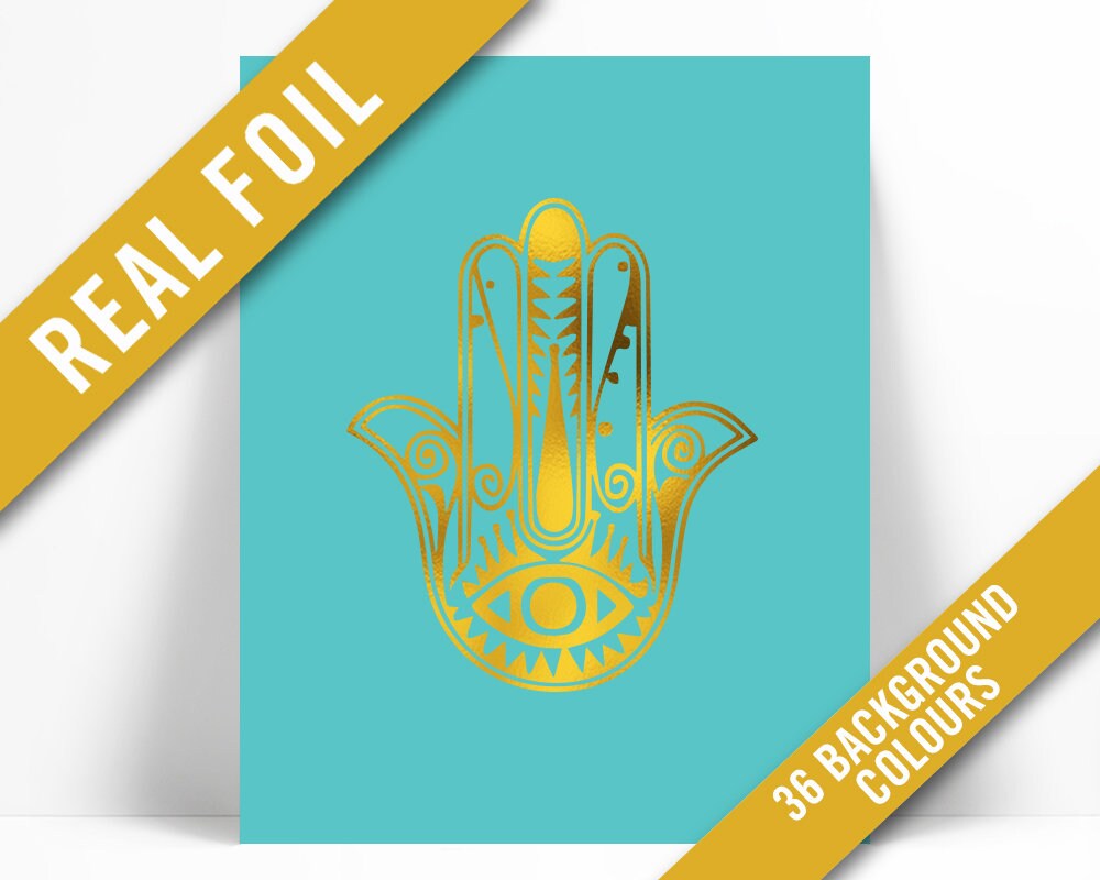 Hamsa Art Print Real Gold Foil Jewish Art Hamsa Hand - Etsy