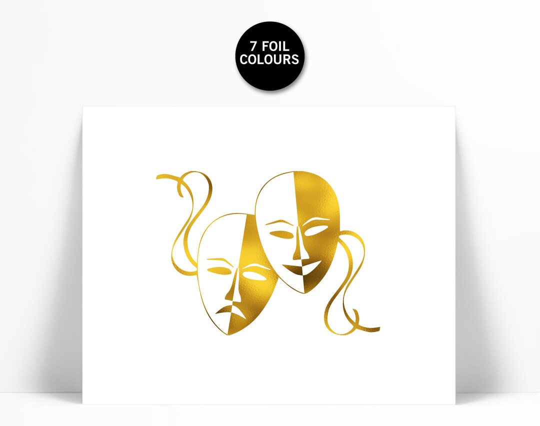 Theatre Masks Art Print - Gold Foil Print - Art Print - Gift for Actors ...