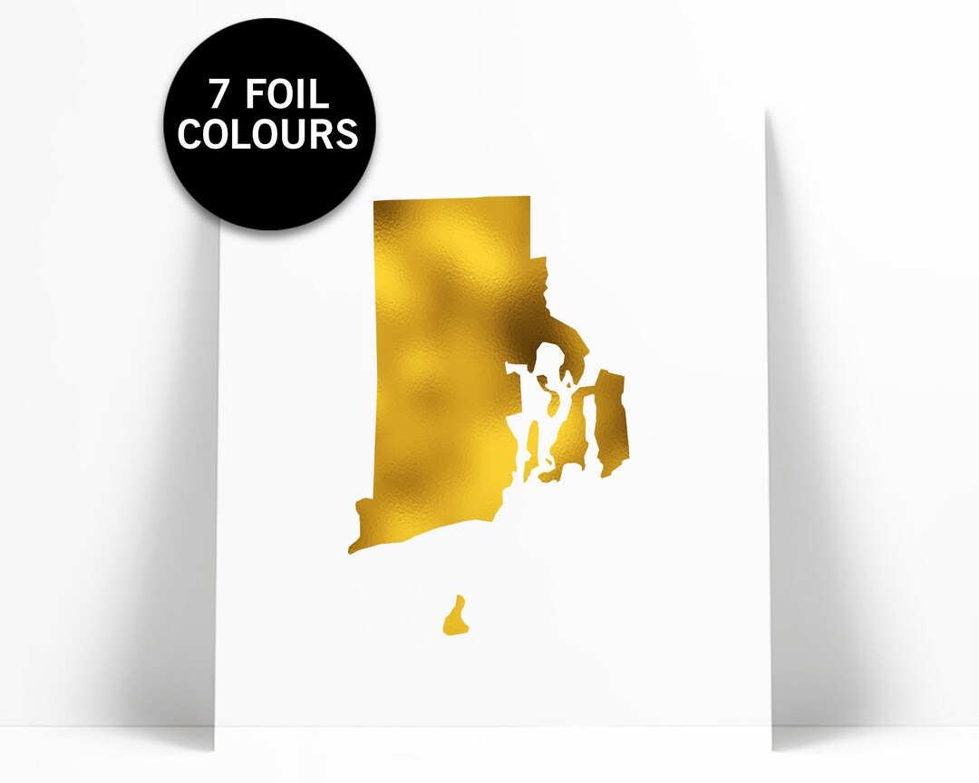 Rhode Island Art Print - Gold Foil Print - Rhode Island Map - Travel ...
