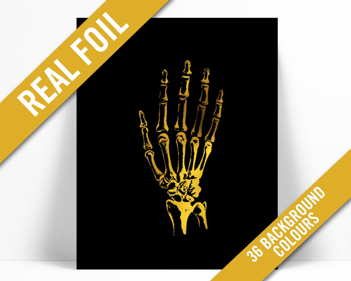 Human Hand Anatomical Gold Foil Art Print Real Gold Foil - Etsy