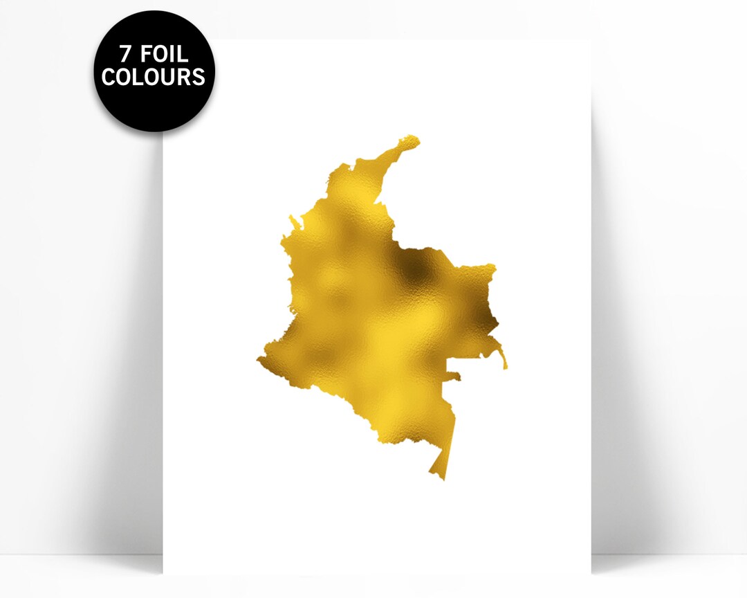 Colombia Map Gold Foil Art Print - Colombia Poster Art - Gold Foil Map ...