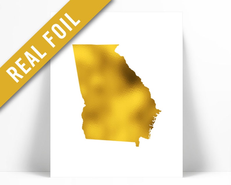Georgia Print Gold Foil Print Georgia Map Art Print - Etsy
