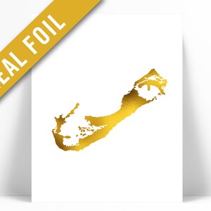 Bermuda Map Gold Foil Print Bermuda Art Print Gold Foil | Etsy