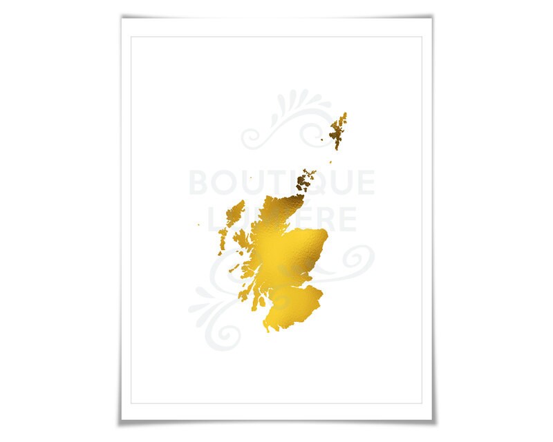 Scotland Map - Gold Foil Print - Gold Scotland Art Print - Scotland ...
