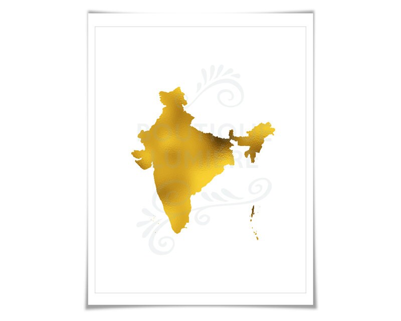 India Map Gold Foil Print Gold India Print Gold Foil Map - Etsy