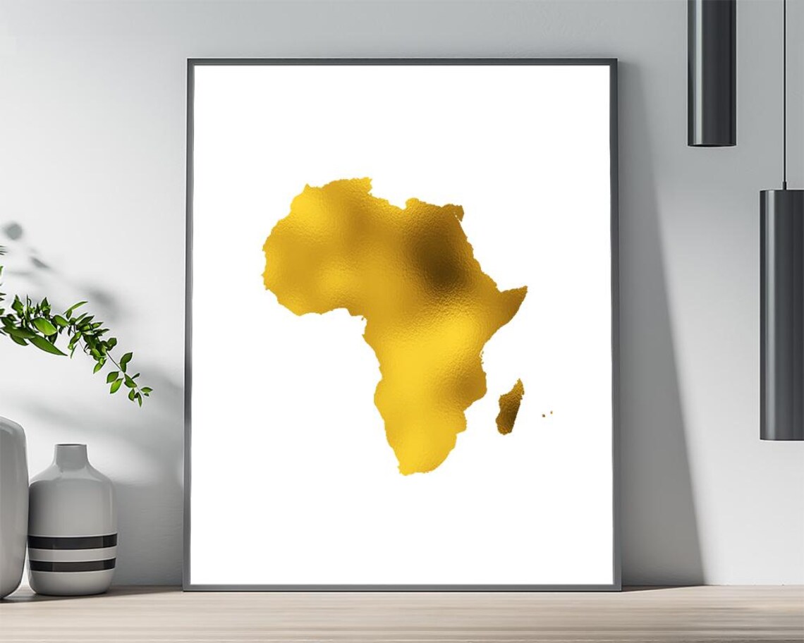 Africa Map - Gold Foil Print - Gold Africa Print - Gold Foil Map ...