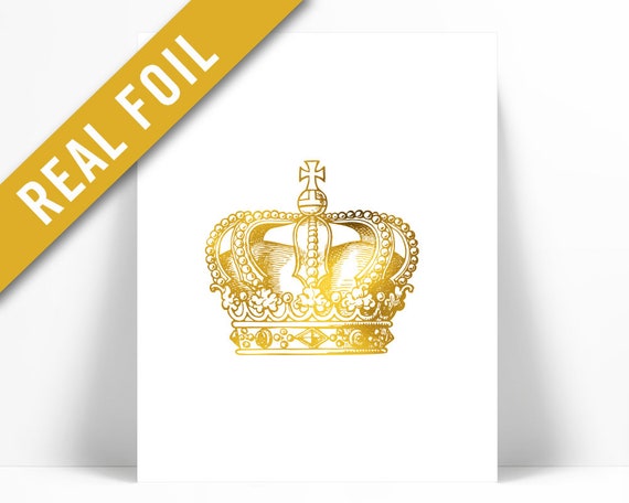 Vintage Crown Gold Foil Art Print Fashion Poster Princess - Etsy