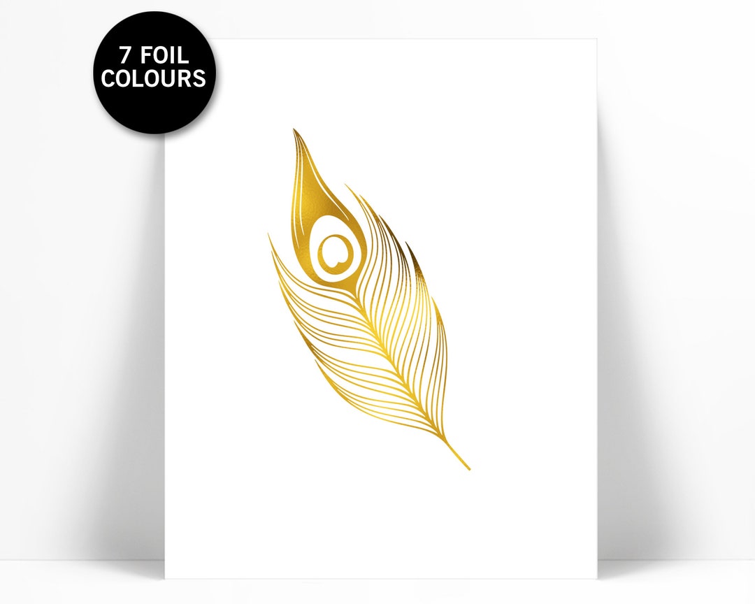 Peacock Feather Gold Foil Art Print - Animal Poster - Children Art ...