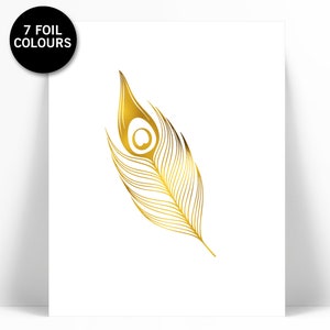 Peacock Feather Gold Foil Art Print Animal Poster Children - Etsy