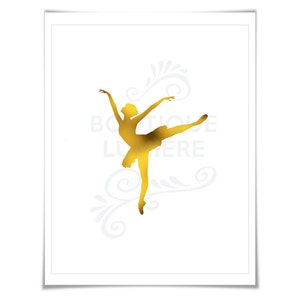 Ballerina Art Print - Gold Foil Print - Ballet Dancer Poster - Dance ...