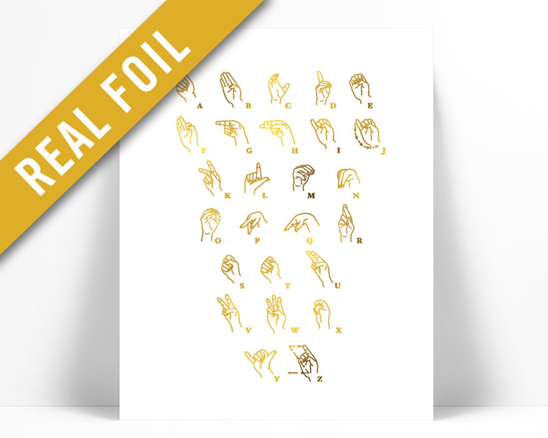 American Sign Language Gold Foil Art Print ASL Poster Chart - Etsy