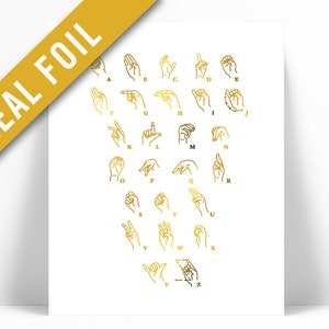 American Sign Language Gold Foil Art Print ASL Poster Chart | Etsy