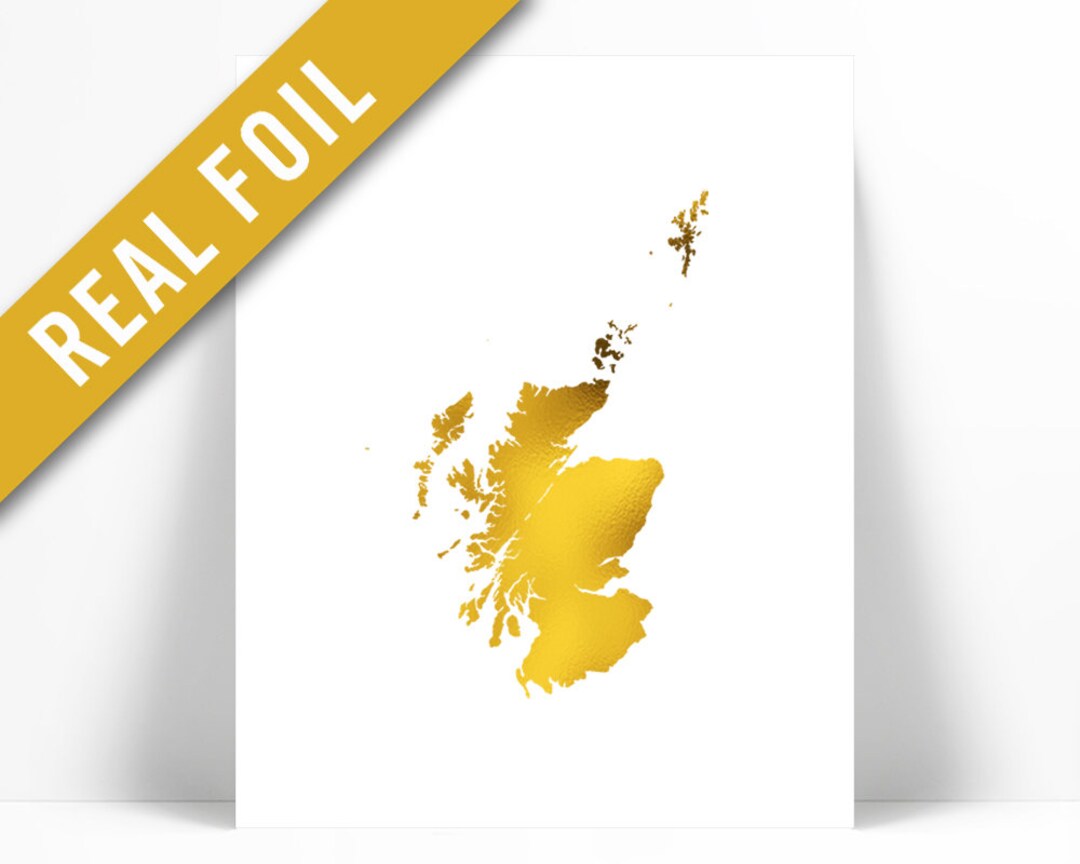 Scotland Map Gold Foil Print Gold Scotland Art Print - Etsy