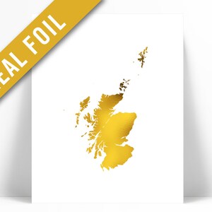 Scotland Map Gold Foil Print Gold Scotland Art Print - Etsy