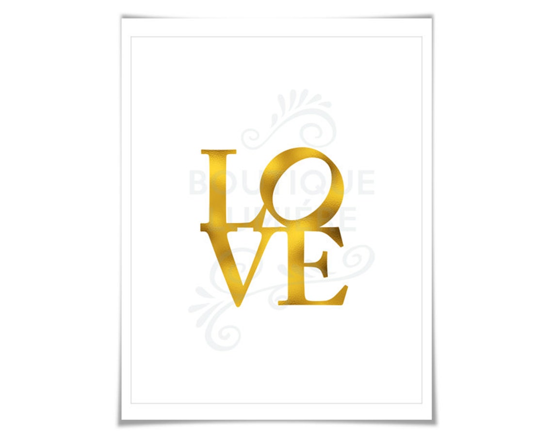 Love Art Print Gold Foil Print Romantic Art Print I Love Etsy