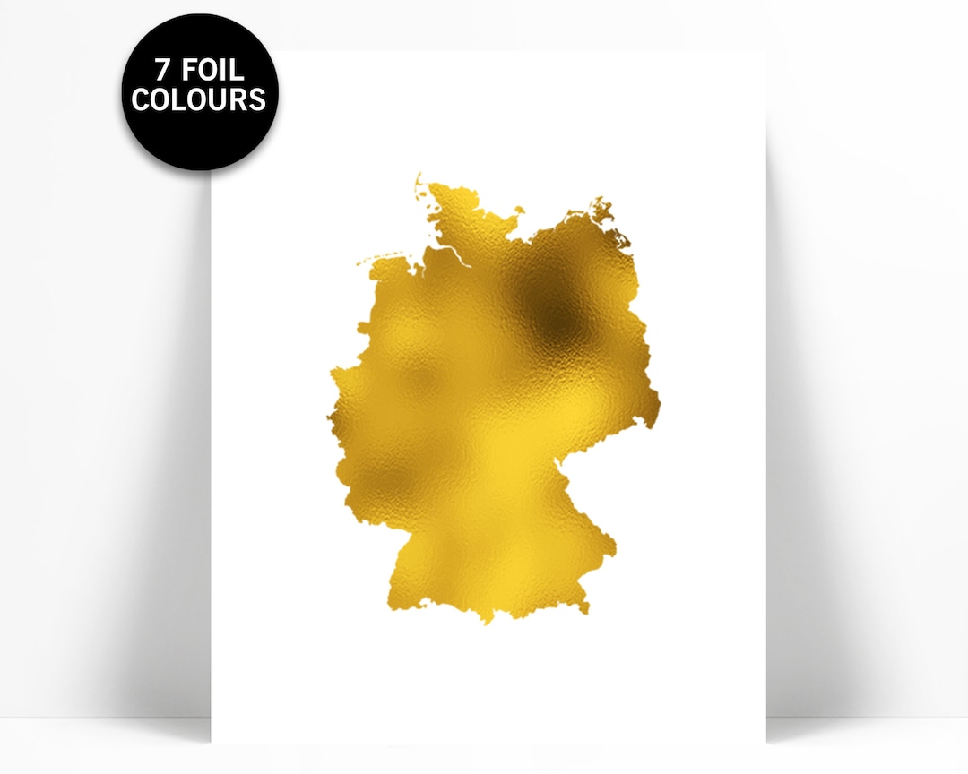 Germany Map - Gold Foil Print - Gold Germany Print - Gold Foil Map ...