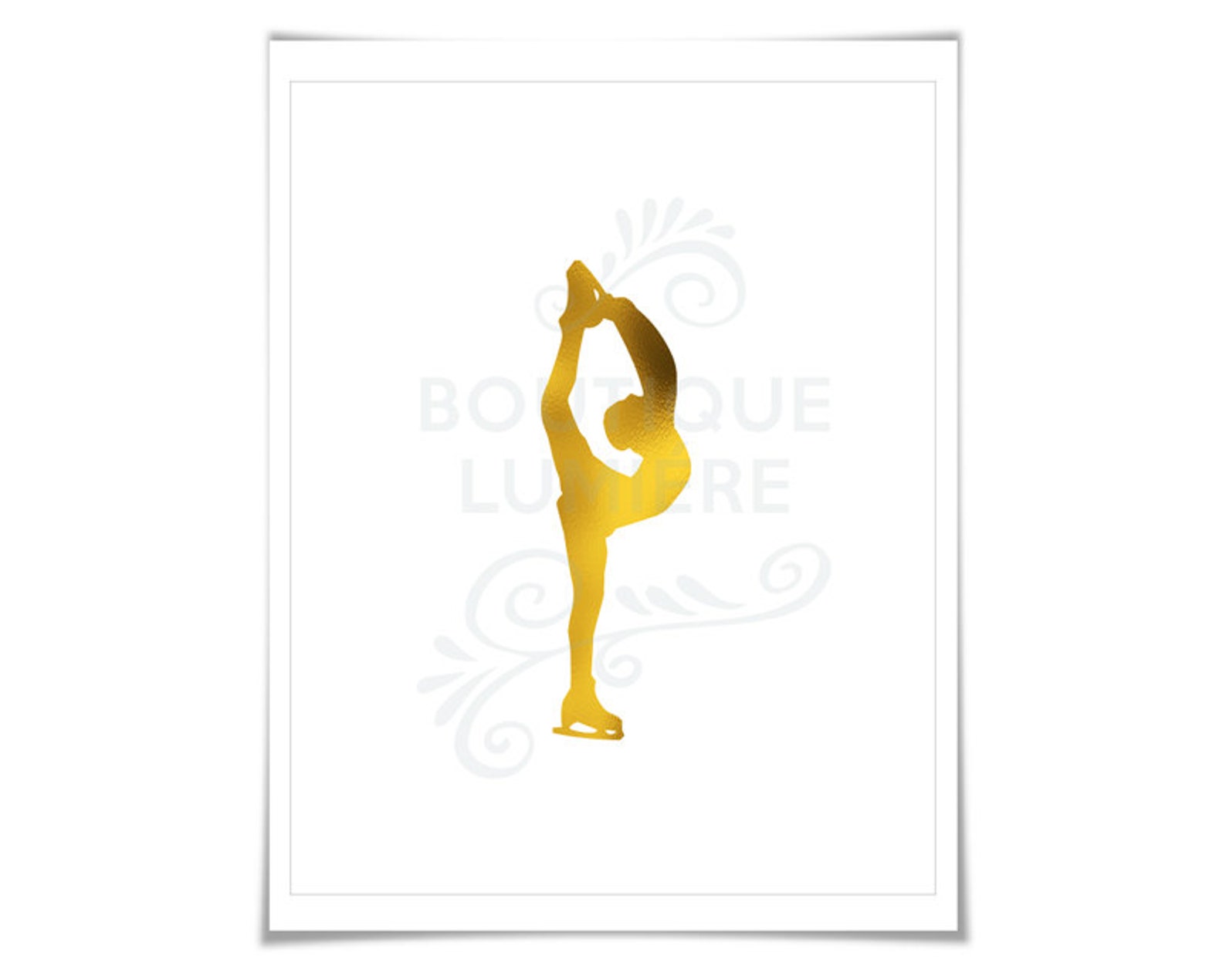 Figure Skater Art Print - Gold Foil Print - Ice Skater Poster - Skating ...