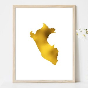 Peru Map - Gold Foil Print - Peru Art Print - Gold Foil Map - Home ...