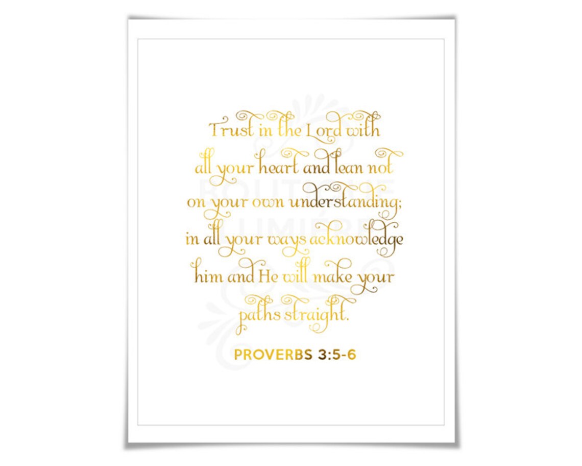 Trust in the Lord Gold Foil Print Inspirational Poster | Etsy