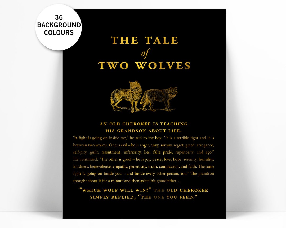 The Tale of Two Wolves Gold Foil Art Print - Native American Story ...