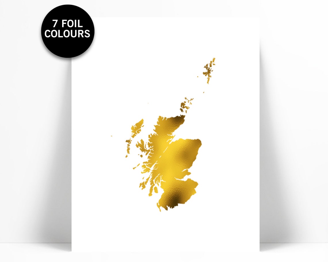 Scotland Map Gold Foil Print Gold Scotland Art Print - Etsy Canada