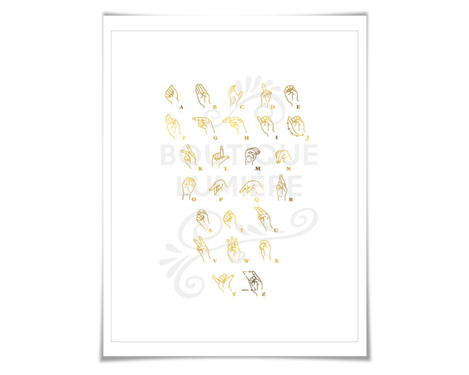 American Sign Language Gold Foil Art Print ASL Poster Chart - Etsy Canada