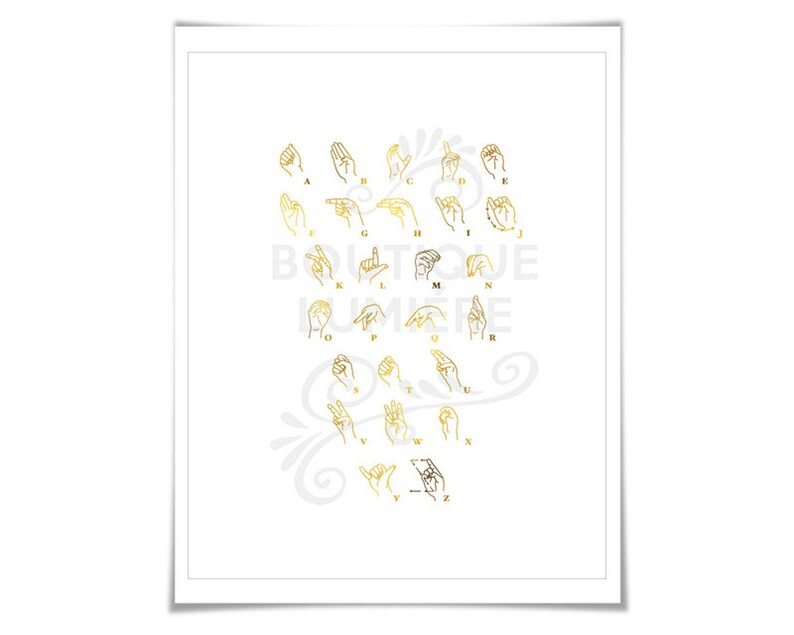 American Sign Language Gold Foil Art Print ASL Poster Chart - Etsy Canada