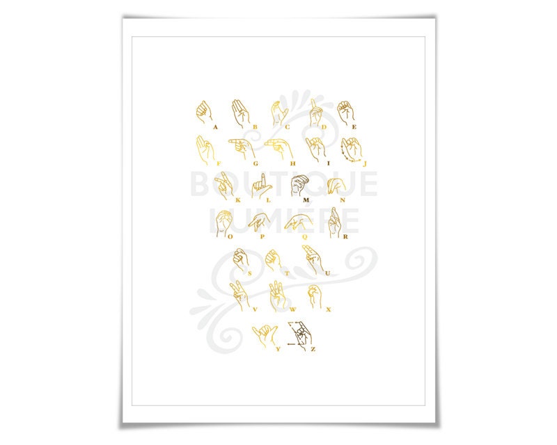 American Sign Language Gold Foil Art Print ASL Poster Chart - Etsy Canada