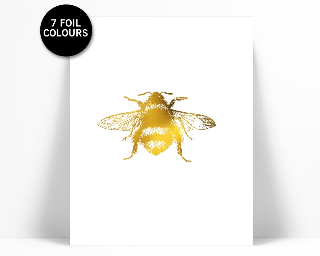 Bumblebee Art Print - Gold Foil Print - Insect Poster - Nursery Art ...