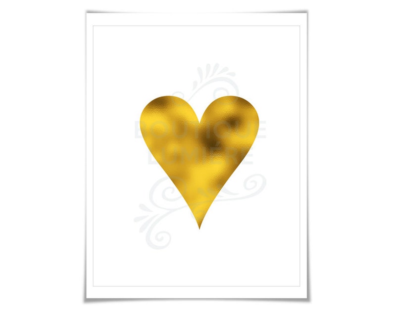Gold Heart Art Print Gold Foil Print Nursery Wall Art | Etsy