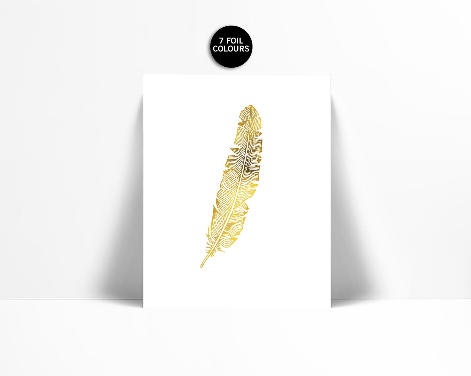 Feather Art Print - Real Gold Foil Print - Gold Feather Poster ...