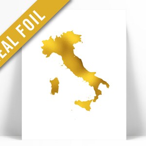 Italy Map Gold Foil Print Italy Art Print Foil Map | Etsy
