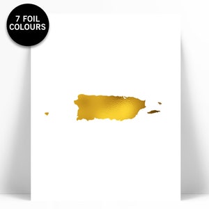 Puerto Rico Map - Gold Foil Print - Gold Puerto Rico Art Print - Foil ...