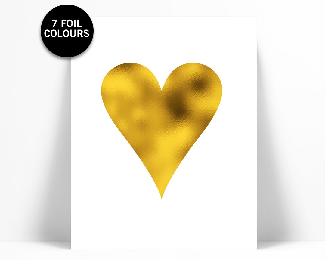 Gold Heart Art Print - Gold Foil Print - Nursery Wall Art - Gold Heart ...