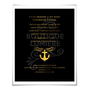 John Fitzgerald Kennedy US Navy Speech Gold Foil Art Print - JFK ...