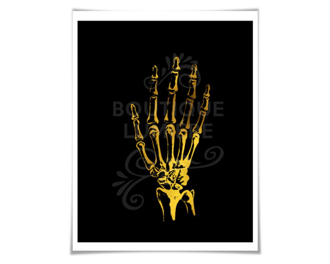 Human Hand Anatomical Gold Foil Art Print Real Gold Foil - Etsy
