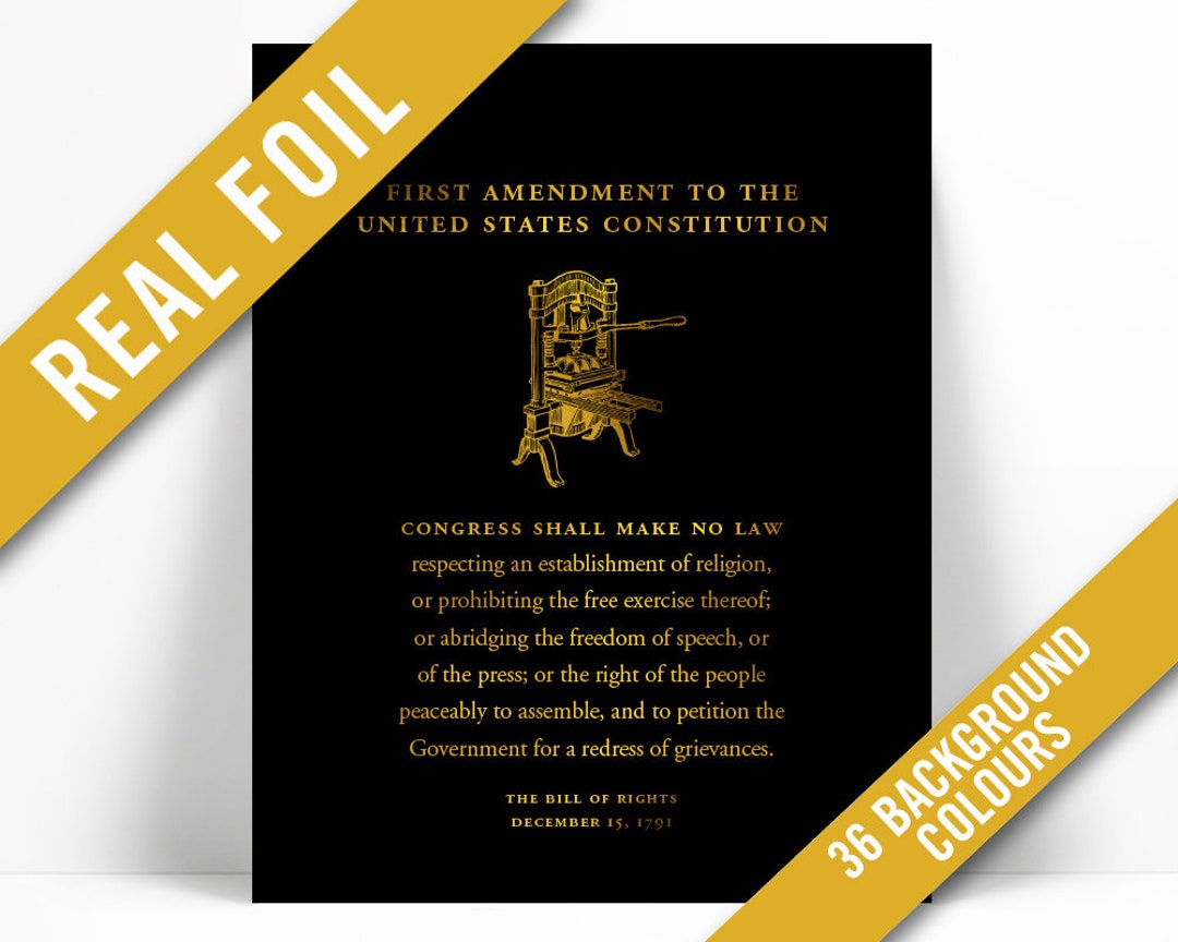 First Amendment US Constitution Bill of Rights Gold Foil Art - Etsy